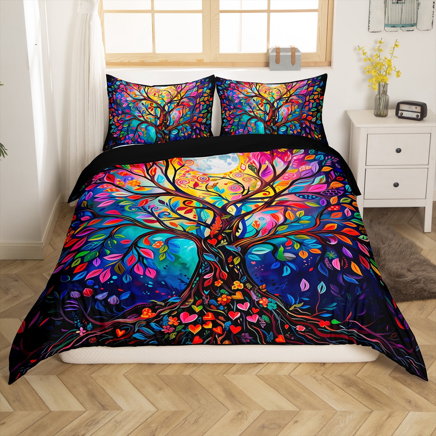 Boho Style Duvet Cover Full,Colorful Tree of Life Soft Bedding Set ...