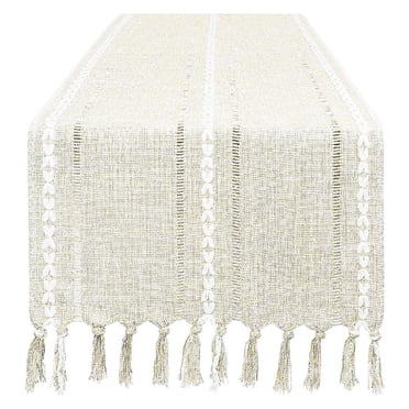 Zhudiyof Rustic Linen Table Runner, Farmhouse Style Table Runner with ...