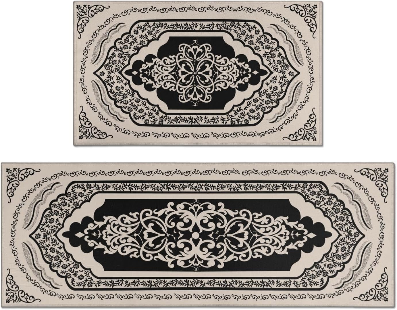 Boho Style Kitchen Rugs and Mats Set of 2, Country Rustic Farmhouse ...