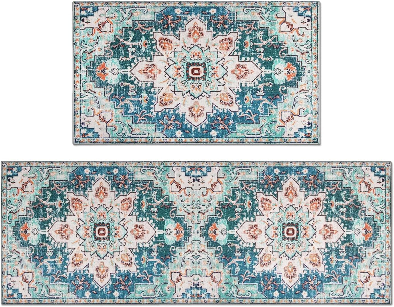 Boho Style Kitchen Rugs and Mats Set of 2, Country Rustic Farmhouse ...