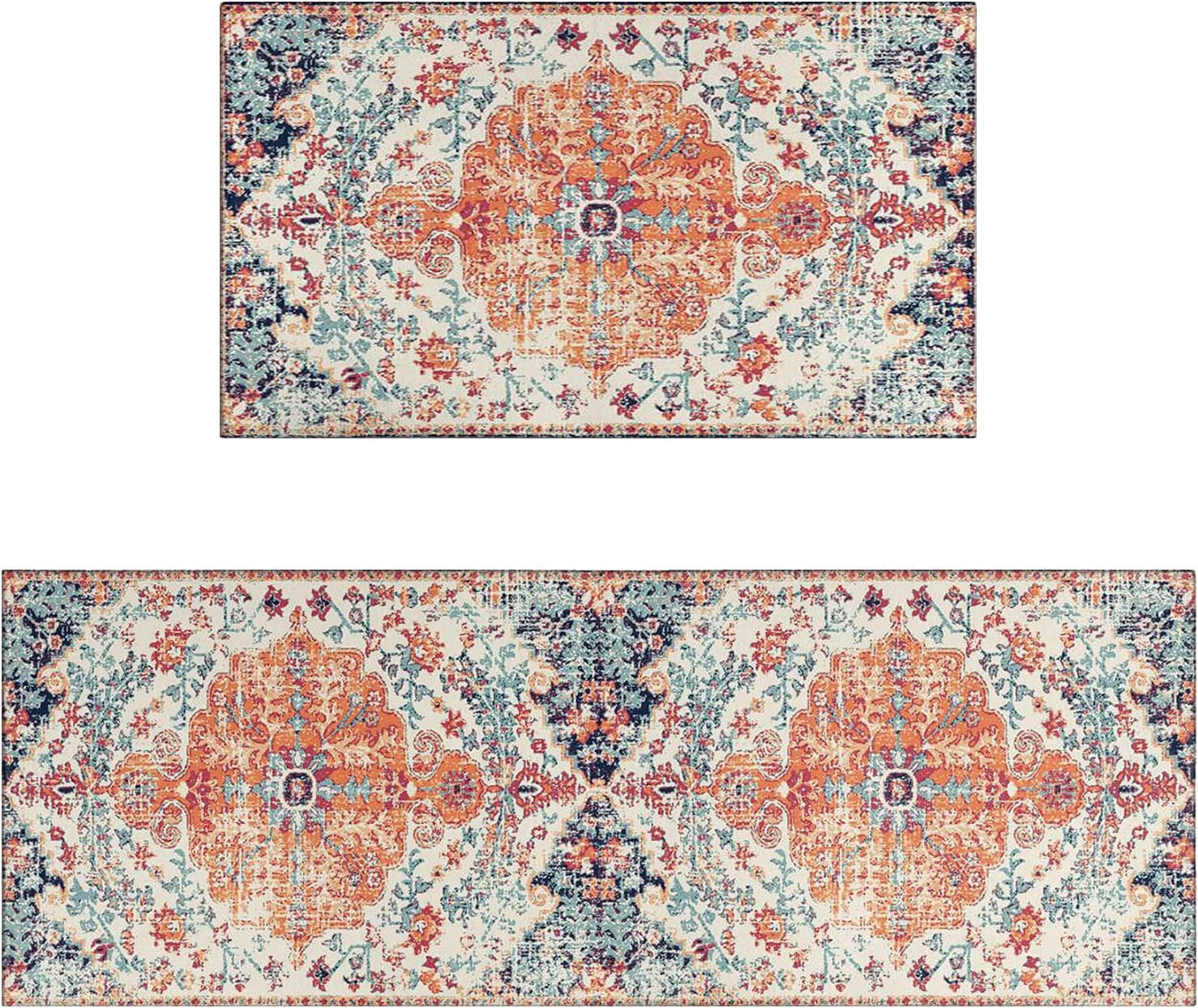 Boho Style Kitchen Rugs and mats Set of 2,Farmhouse Kitchen Mat for ...