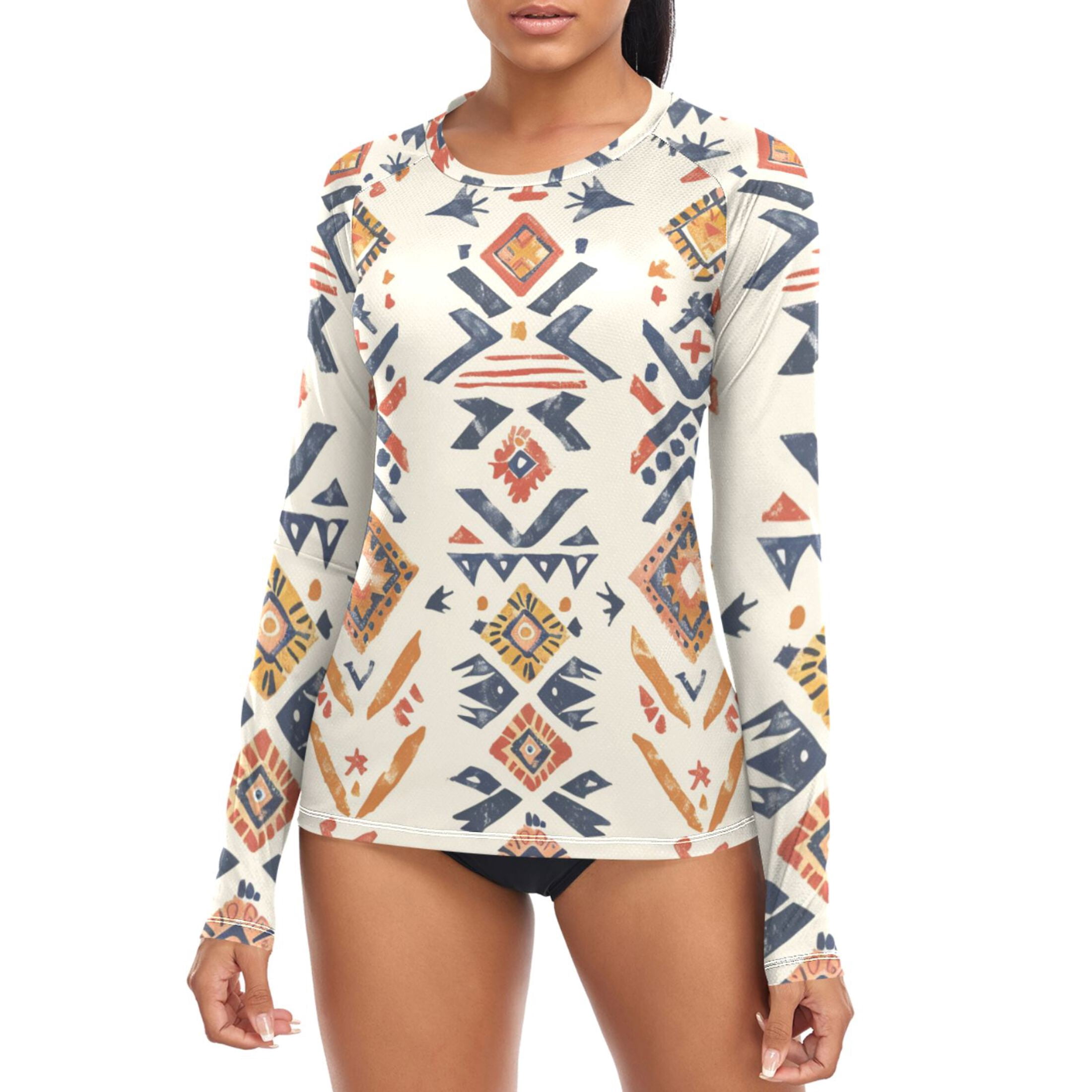 Boho Style Pattern Women's Rash Guard Shirts UPF 50+ Sun Protection ...