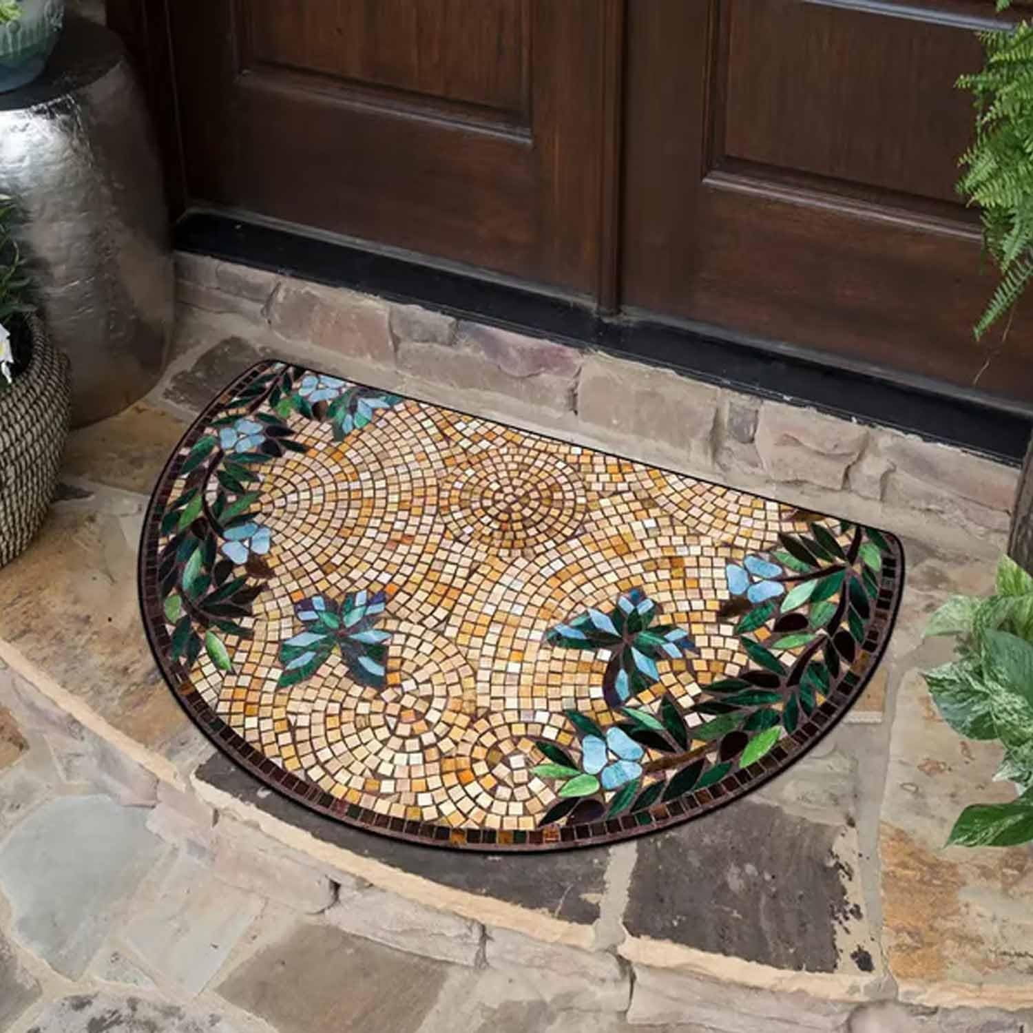 Boho Style Semicircular Door Mat - Non Slip Soft Floor Carpet, Sem ...