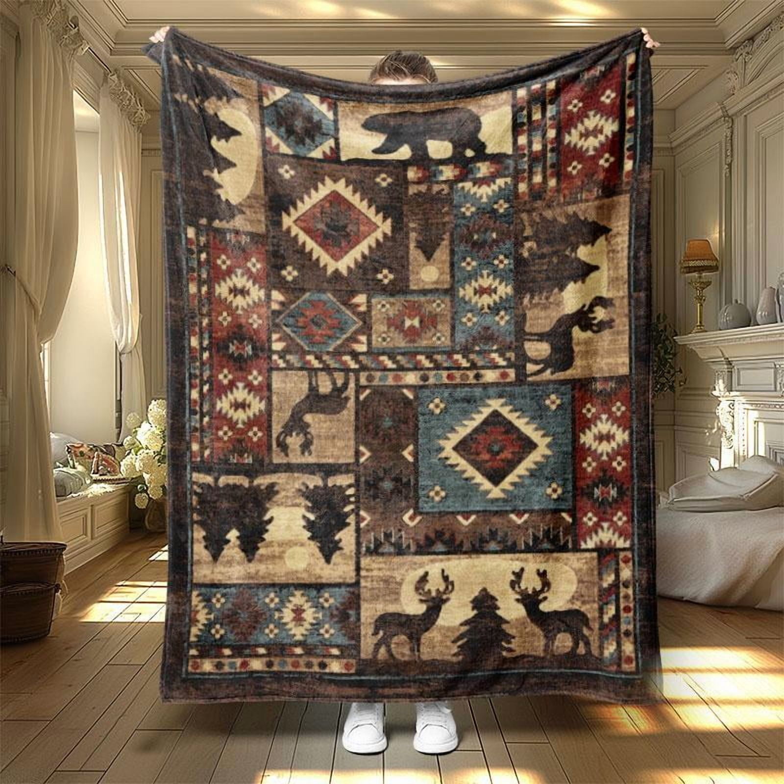 Boho Style Throw Blanket, 1 Count Animal Pattern Soft Warm Bedding ...