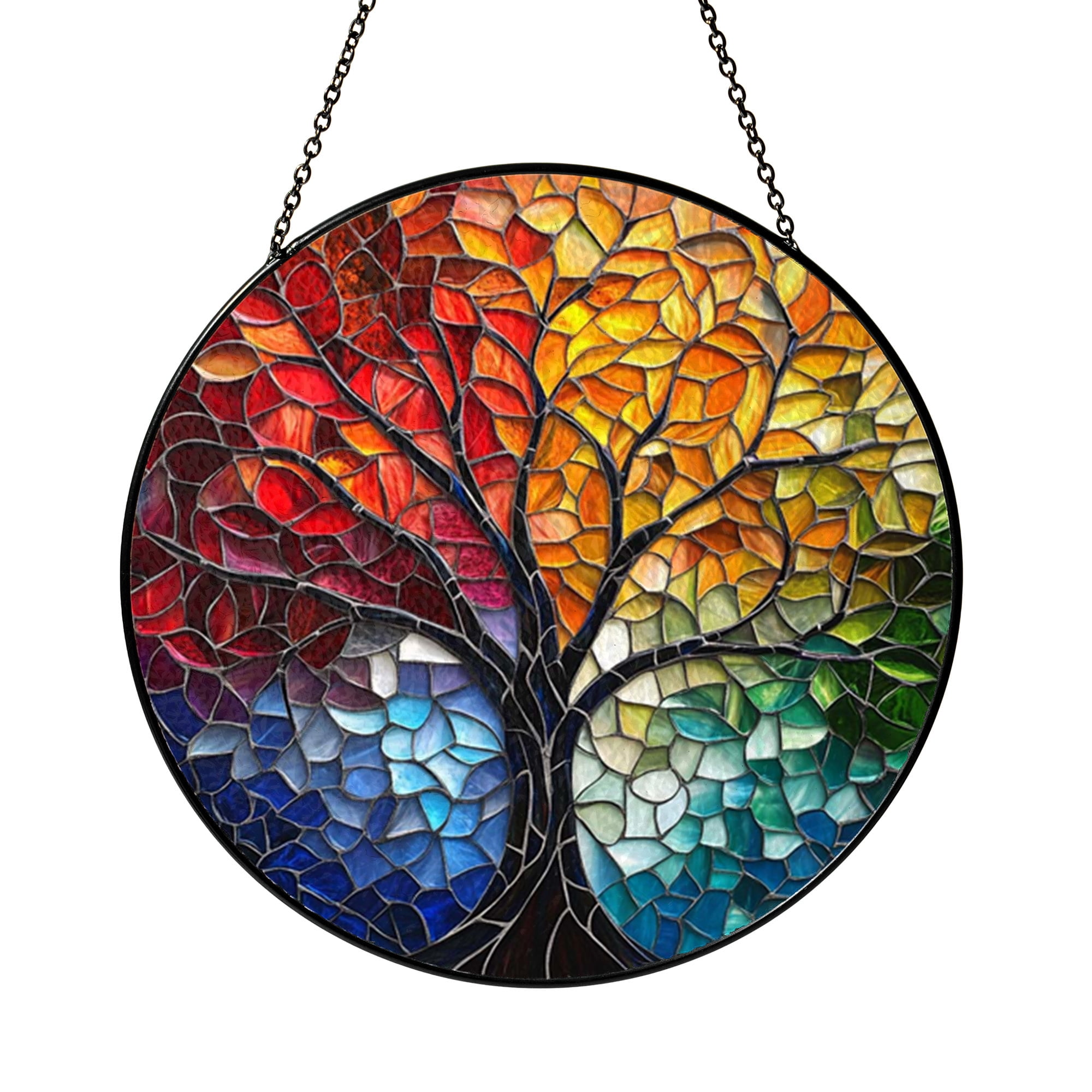 Boho Style Tree Stained Glass Style Window Suncatcher Hanging Decor ...