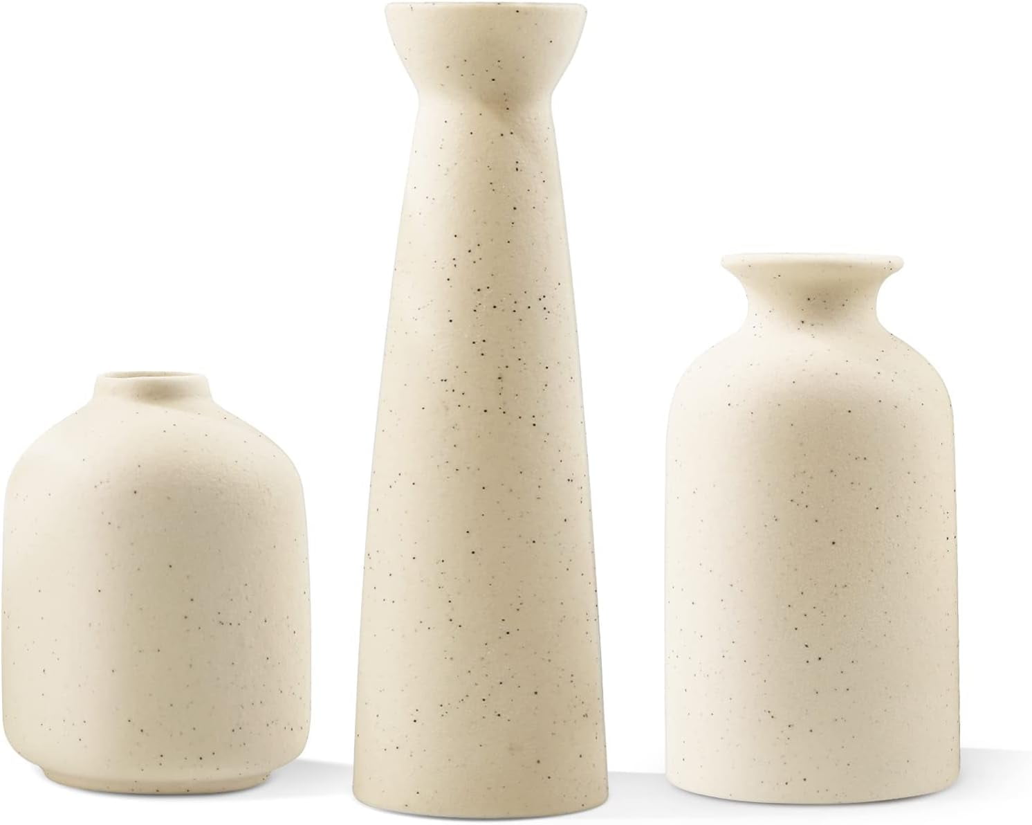 Boho Style White Ceramic Vases for Decor Set 3 Modern Boho Vases Floral ...