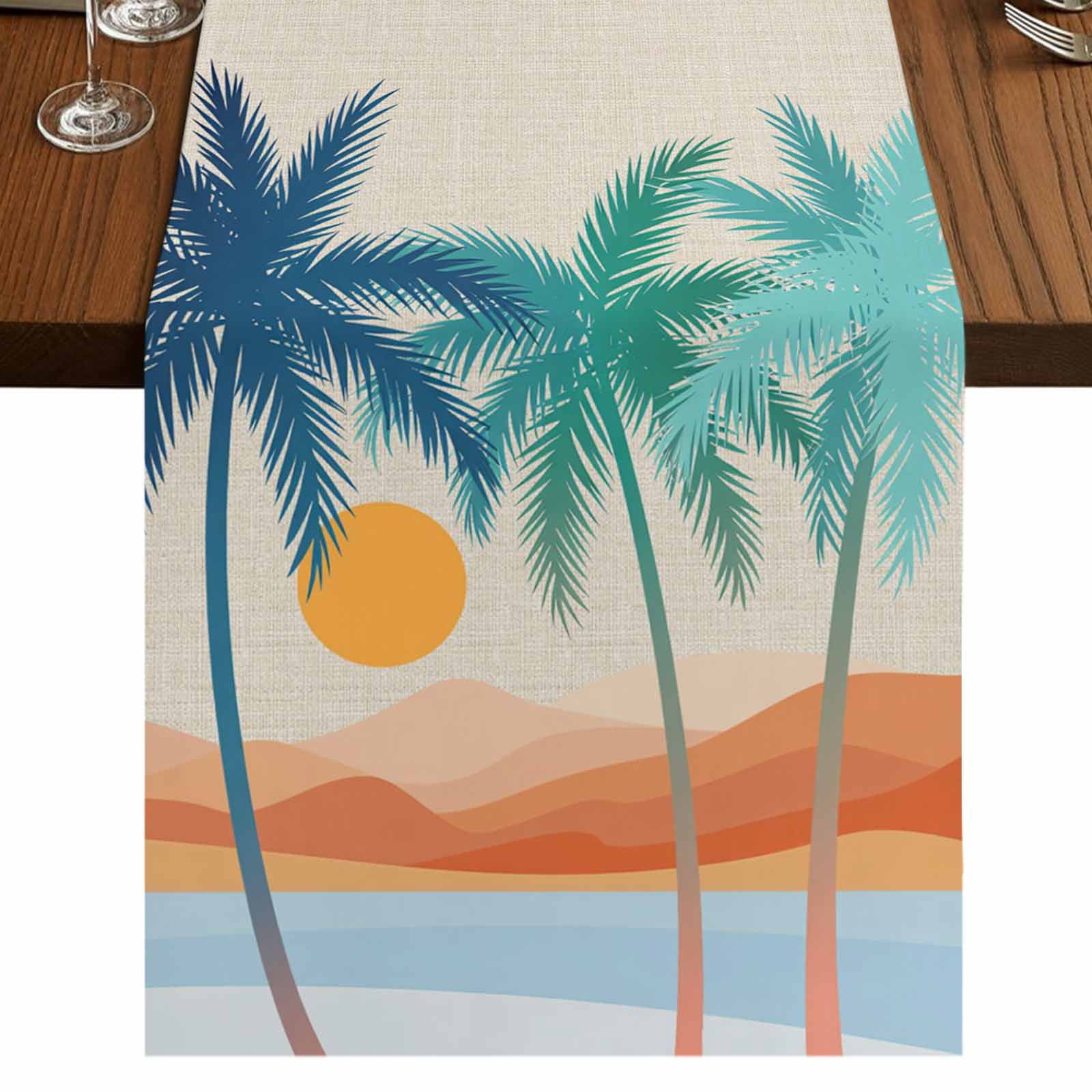 Boho Summer Beach Burlap Cotton Table Runner 13x60 Inches Long ...