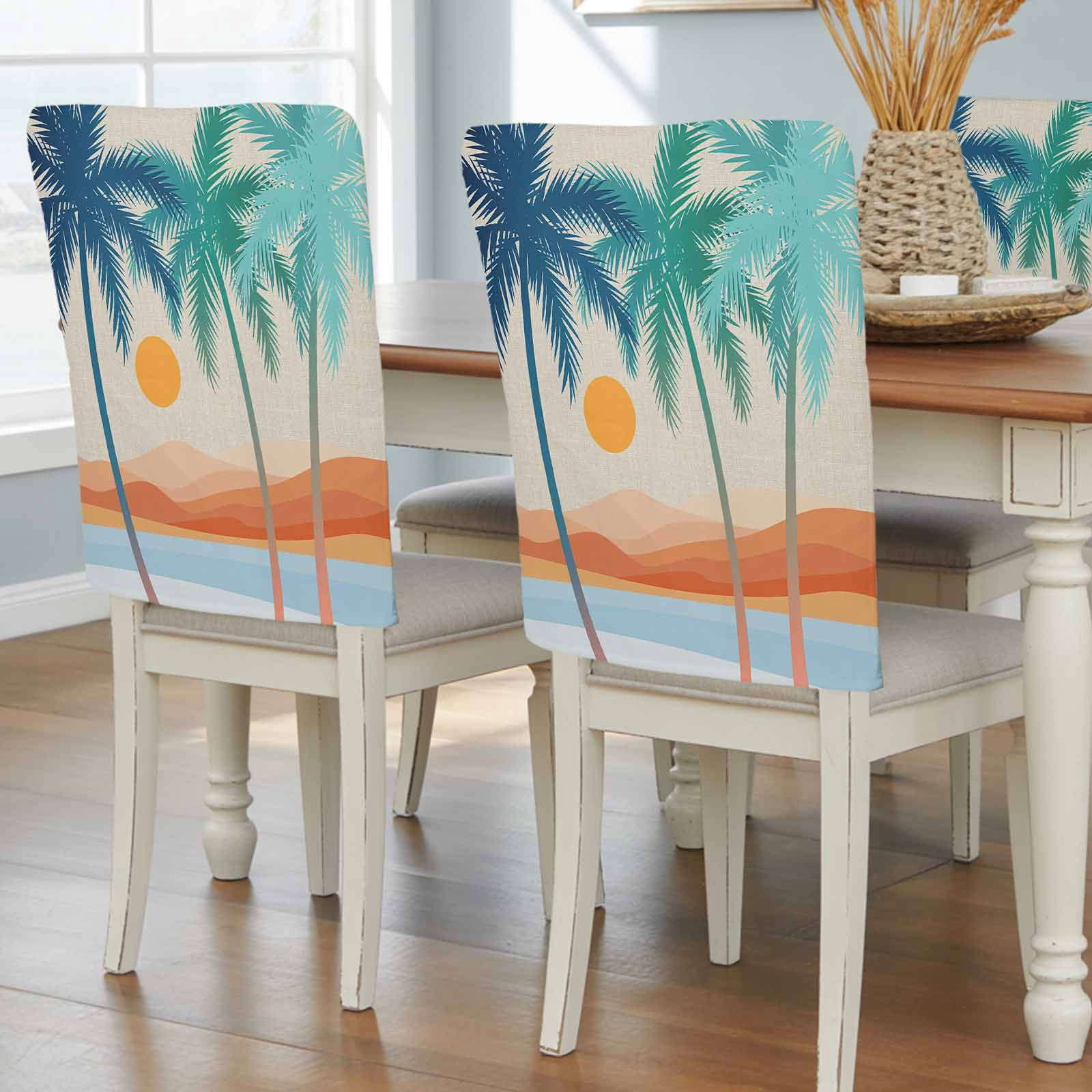 Boho Summer Beach Chair Back Covers, Abstract Tropical Palm Trees ...