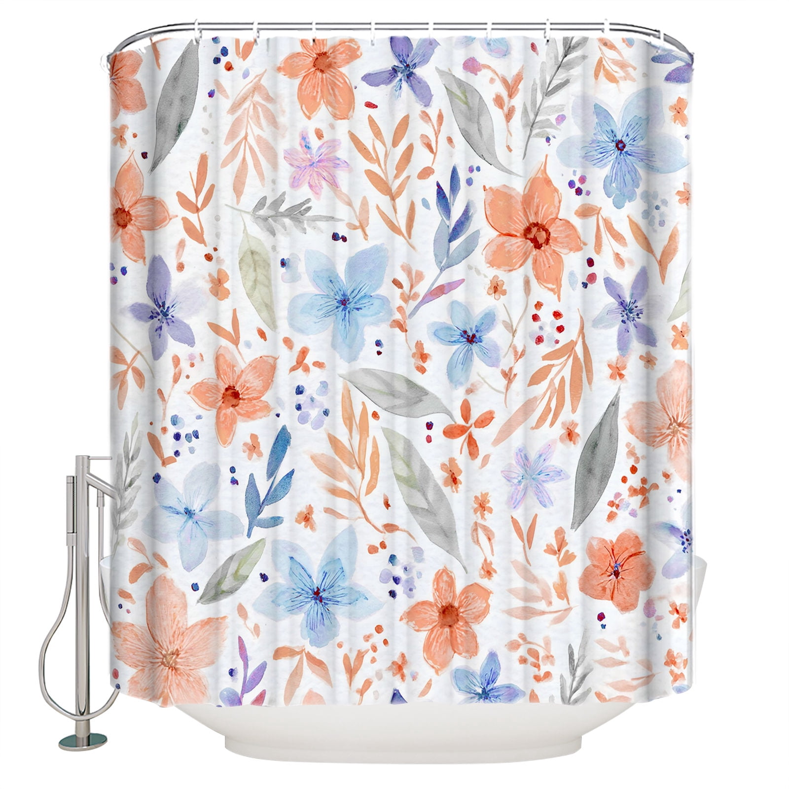 Boho Summer Floral Bathroom Shower Curtains with 12 Hooks Waterproof ...