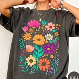 Boho Summer Floral Shirt Retro Spring Flowers Tshirt Summer Vibes Shirt ...
