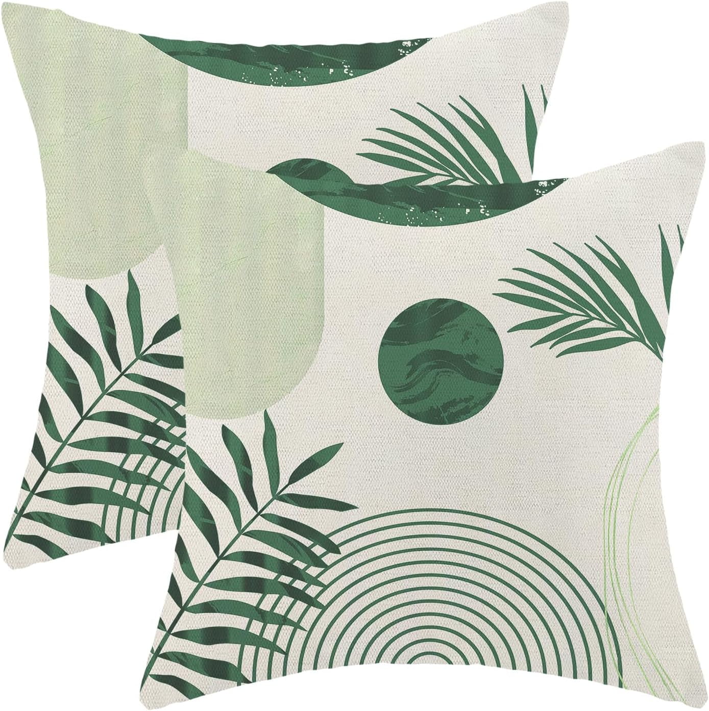 Boho Summer Outdoor Pillow Covers 16 x 16 Inch, Sage Green Leaf Decor ...