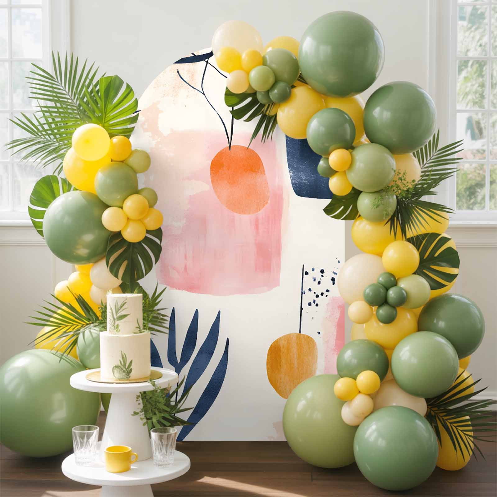 Boho Sun Abstract Leaves Arch Backdrop Cover Stretchy Spandex Arch ...