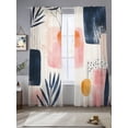 Boho Sun Abstract Leaves Chiffon Sheer Curtains 84 Inches Long Pink ...