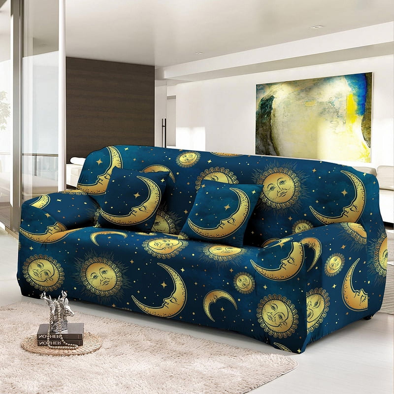 Boho Sun And Moon Elastic Sofa Cover For Living Room All-Inclusive ...