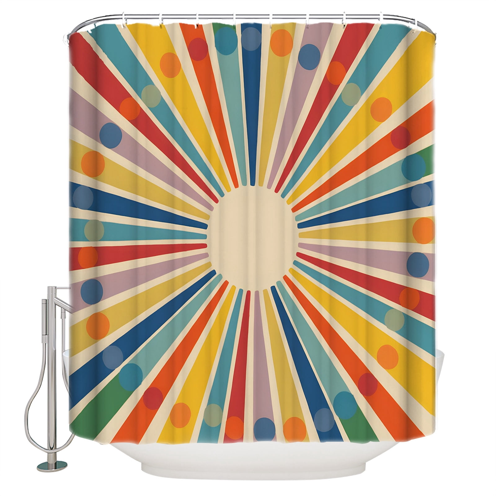 Boho Sun Bathroom Shower Curtains with 12 Hooks Waterproof Shower ...