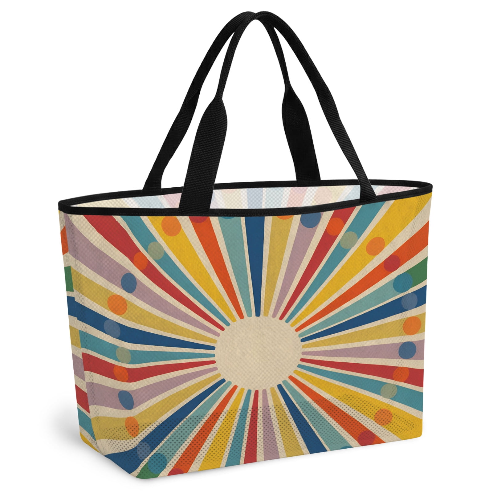 Boho Sun Beach Bag for Women, Large Breathable Mesh Beach Tote Bag ...