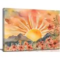 Boho Sun Canvas Wall art Mid-Century Modern Abstract Bohemian Sunset in ...