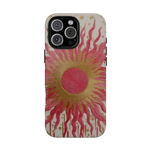 Boho Sun Coral Pink Gold Rays Phone Case for iPhone 11-17 Pro Max - Walmart.com