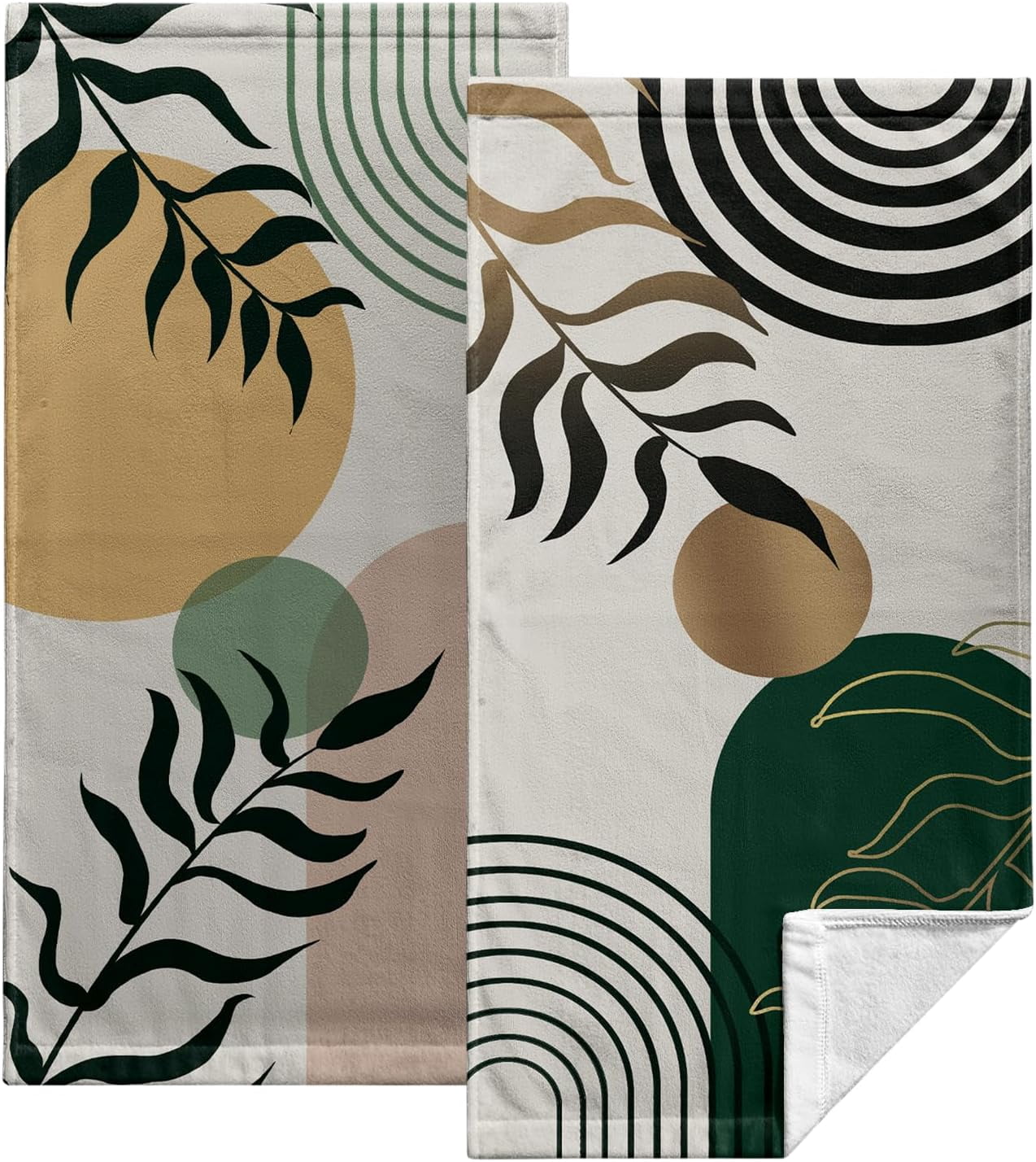 Boho Sun Line Rainbow Hand Towels Bohemian Tropical Leaf Kitchen Towels ...