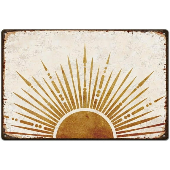 Boho Sun Metal Tin Sign Funny Glittering Sun Wall Art Poster for ...