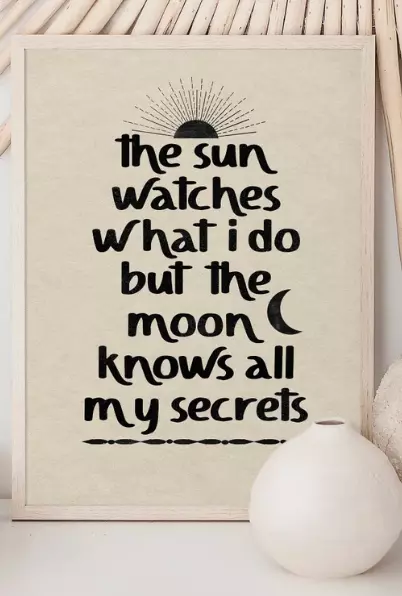 Boho Sun Moon Quote Print - The Sun And The Moon, Beige And Black NO ...