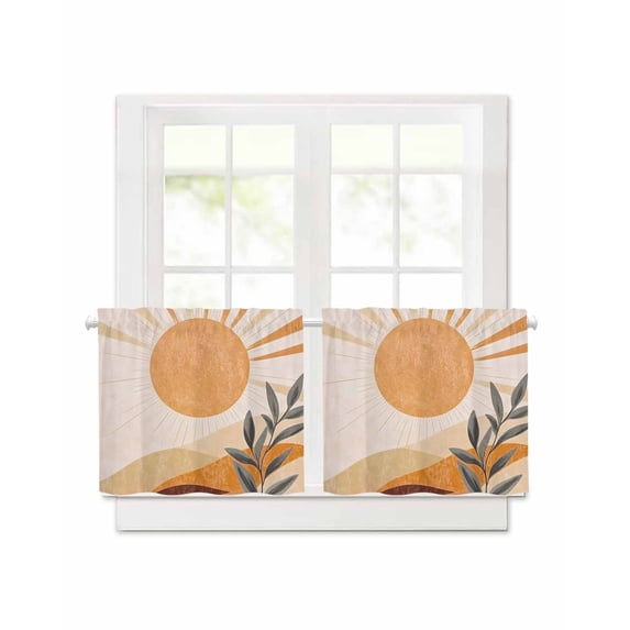 Boho Sun Mountains Abstract Leaves Short Blackout Curtains 30 Inch Long ...