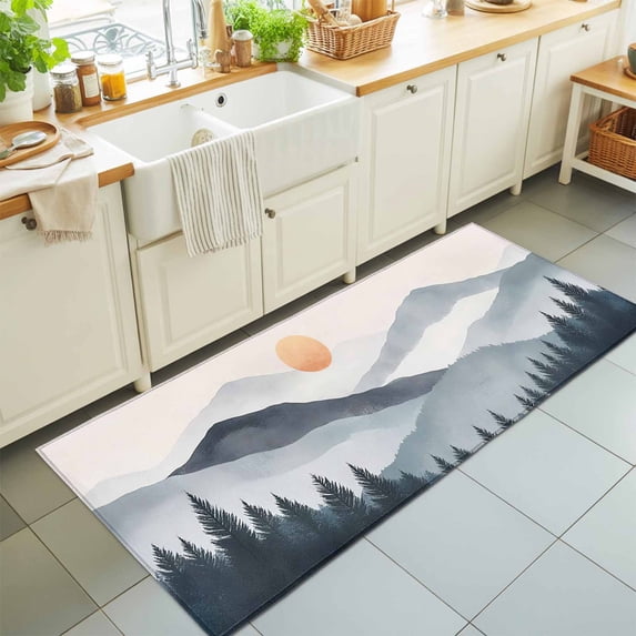 Boho Sun Mountains Forest Shadow Rectangle Rug 2'x6' Abstract Geometric ...