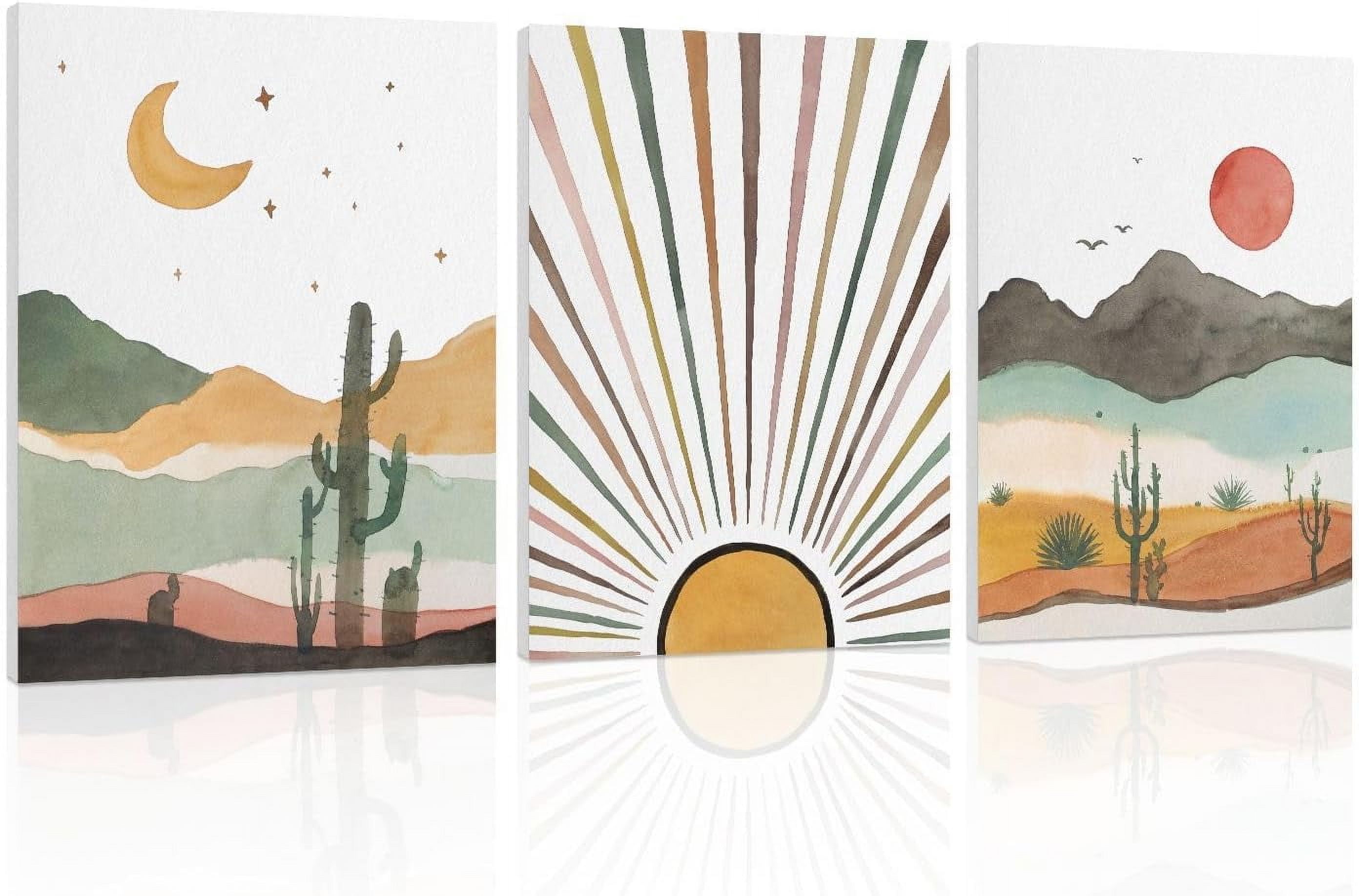 Boho Sun Nursery Wall Art: Bohemian Sunset Moon Picture Print for ...