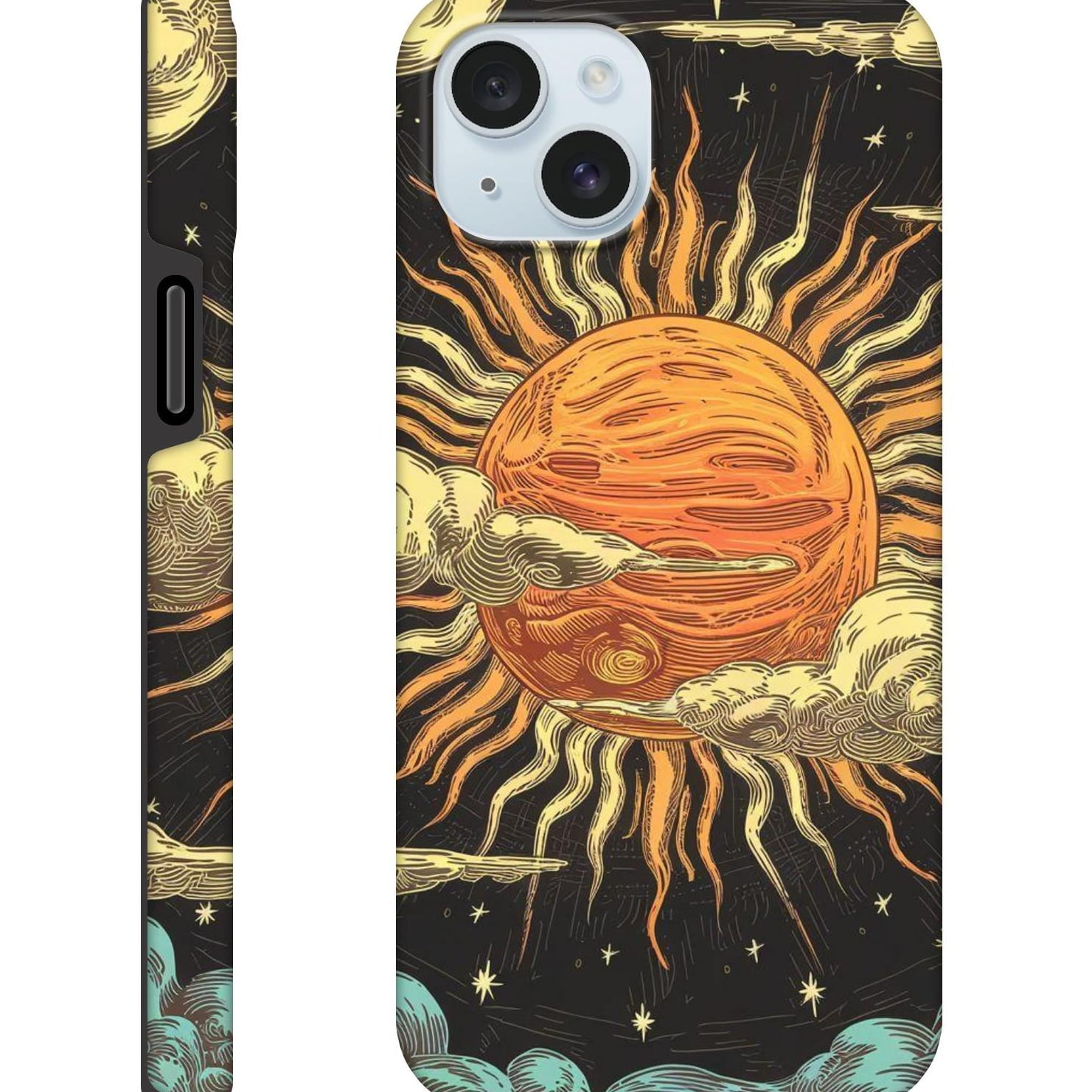 Boho Sun Phone Case with Retro Celestial Stars Art 17 through 11 Pro ...