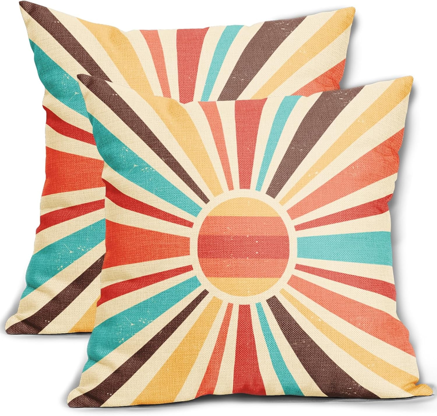 Boho Sun Pillow Covers 20x20 Set of 2 Retro 70s Colored Bohemian ...