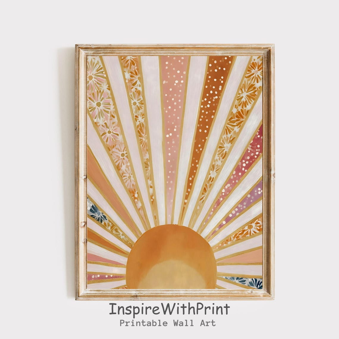 Boho Sun Poster Abstract Boho Sun Wall Art Printable Abstract Sunrise ...