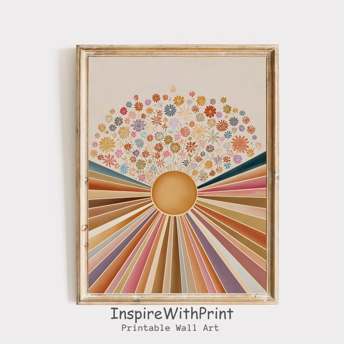 Boho Sun Poster Colorful Boho Sun Wall Art Printable Abstract Sunrise ...