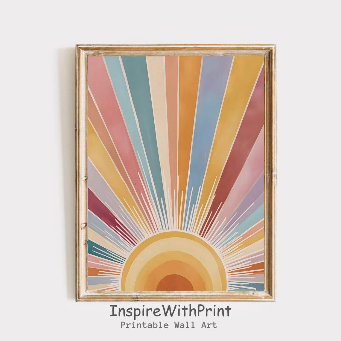 Boho Sun Poster Colorful Boho Sun Wall Art Printable Abstract Sunrise ...