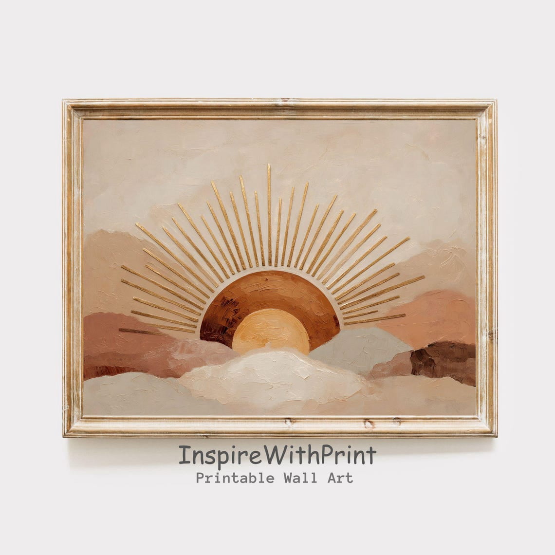 Boho Sun Poster Horizontal Sun Art Printable Abstract Sunrise Poster ...