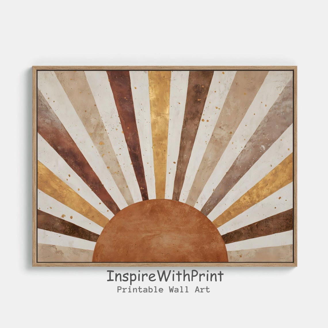Boho Sun Poster Horizontal Sun Art Printable Abstract Sunrise Poster ...
