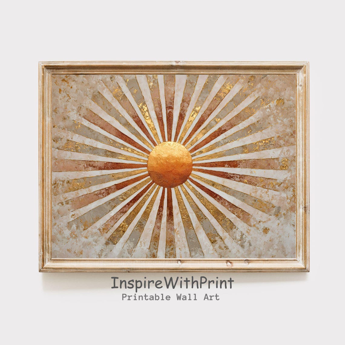 Boho Sun Poster Horizontal Sun Art Printable Abstract Sunrise Poster ...