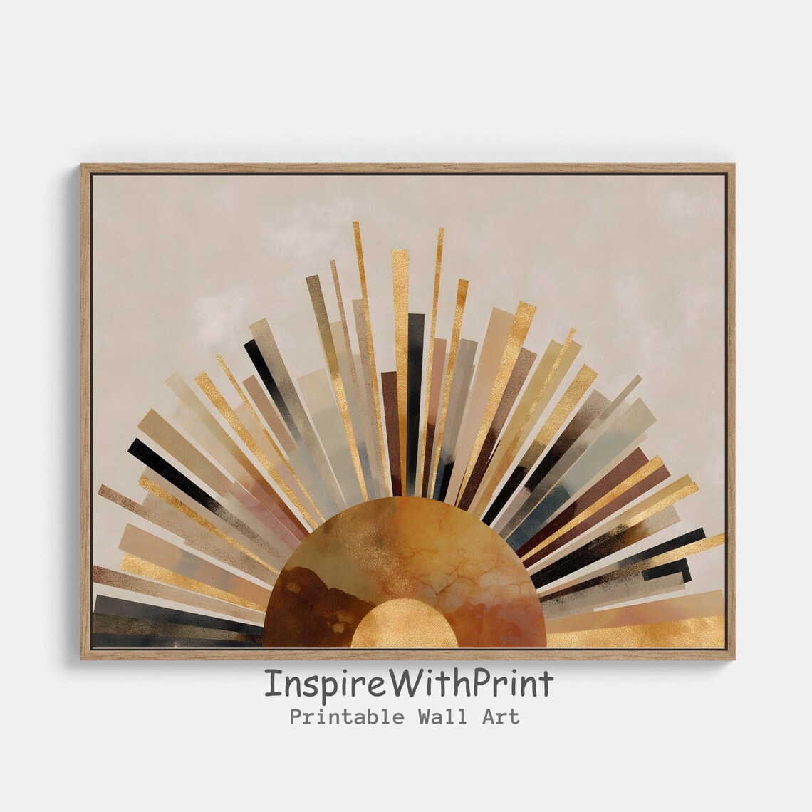Boho Sun Poster Horizontal Sun Art Printable Abstract Sunrise Poster ...