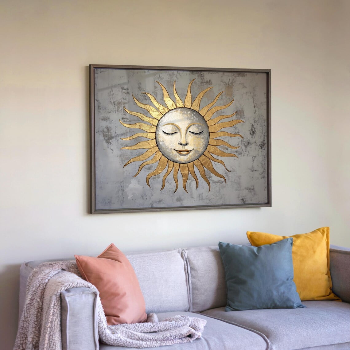 Boho Sun Poster, Mid Century Modern Wall Art Abstract Sun, Sunshine ...