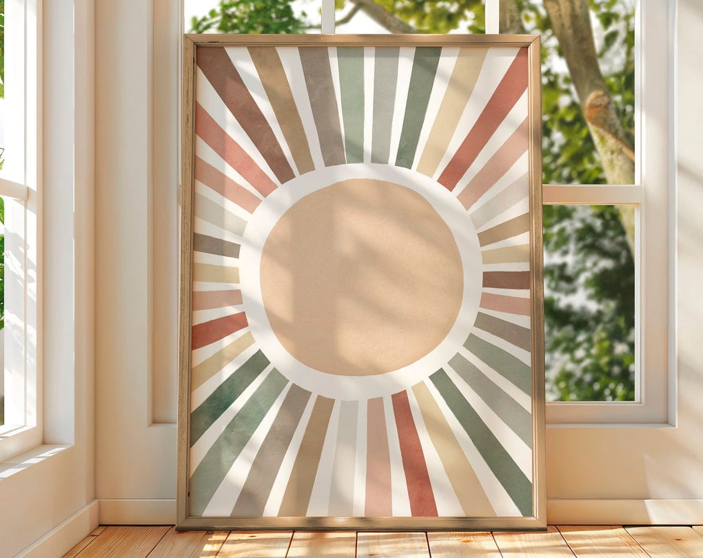 Boho Sun Poster, Playroom Decor, Watercolour Nursery Prints, Nursery ...
