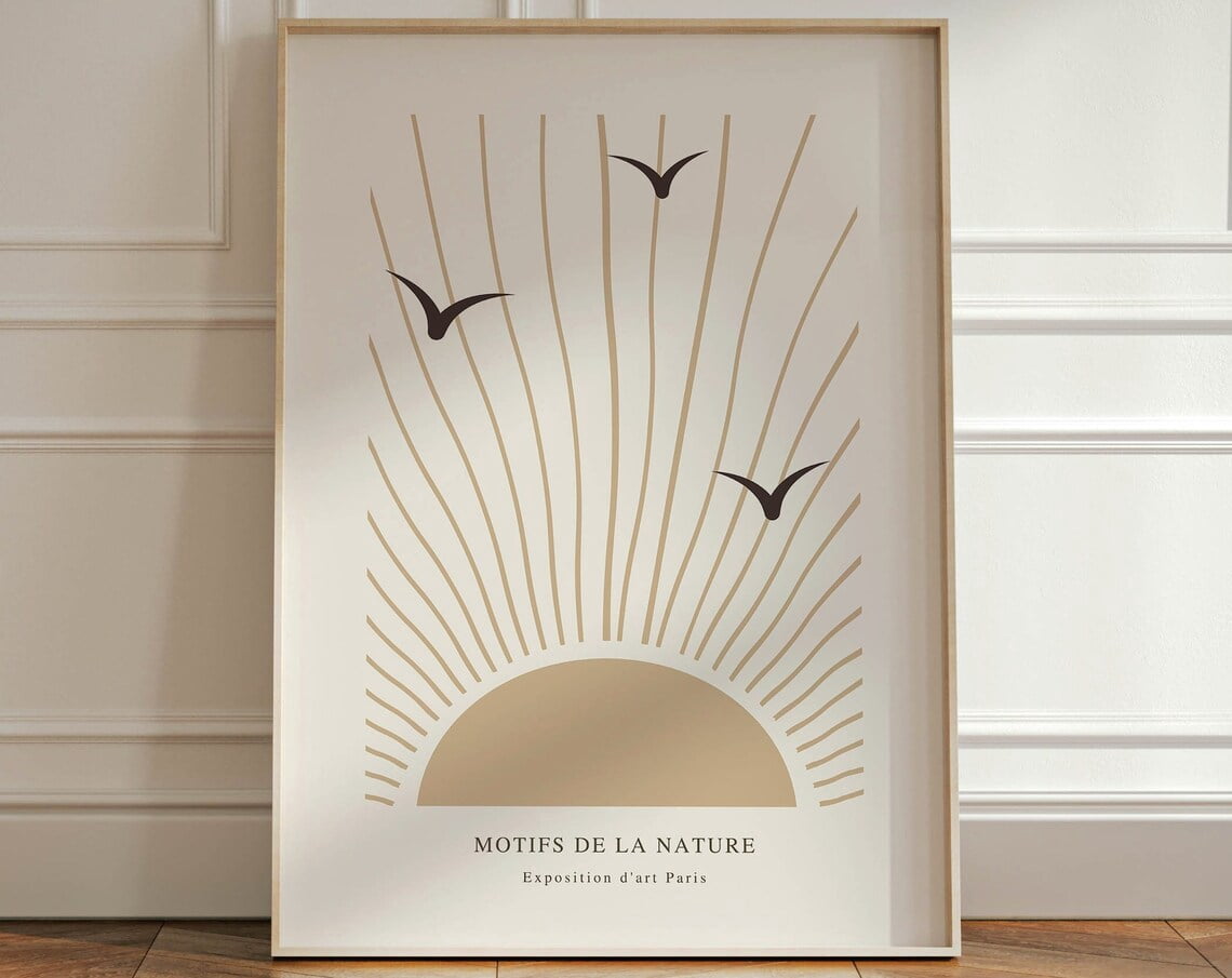 Boho Sun Print, Large Wall Art, Neutral Minimalist Sun Print, Boho Wall ...
