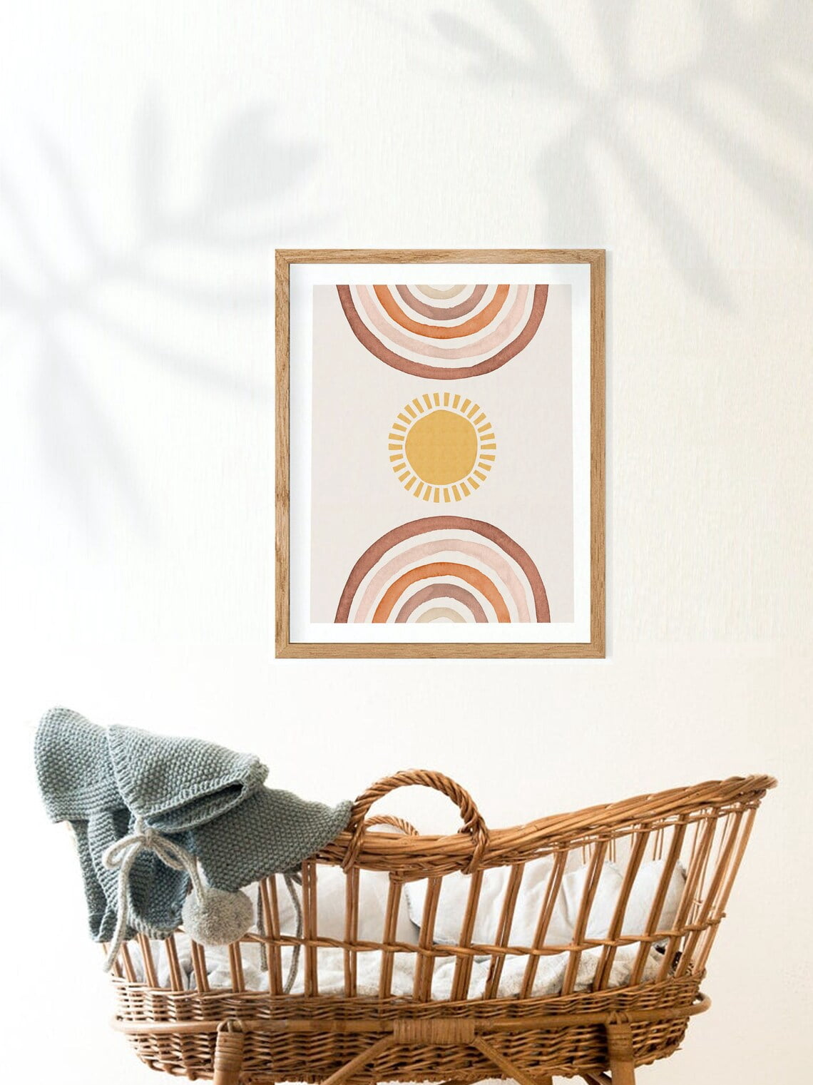 Boho Sun Print Rainbow Wall Art Mid Century Modern Nursery Art Mustard ...