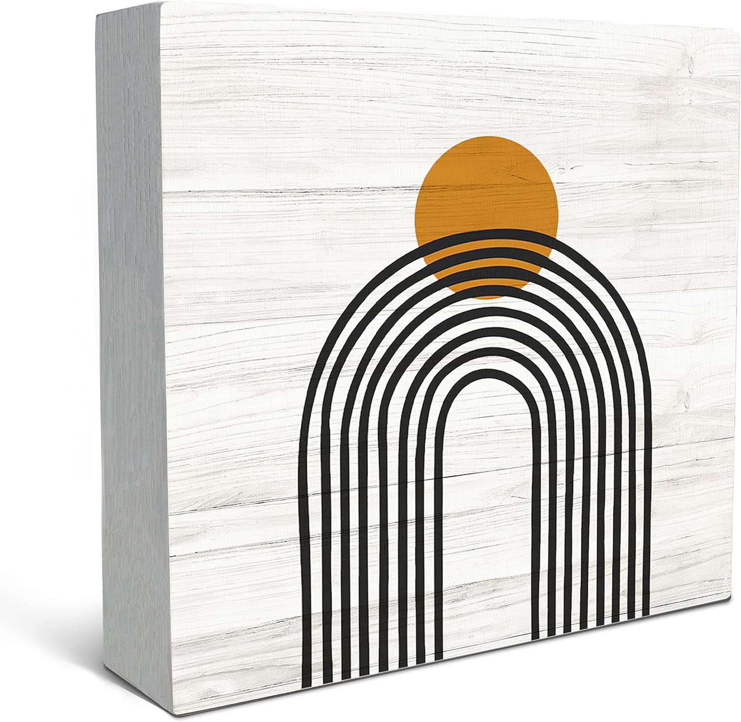 Boho Sun Rainbow Abstract Geometric Balance Arch Shapes Wood Box Sign ...