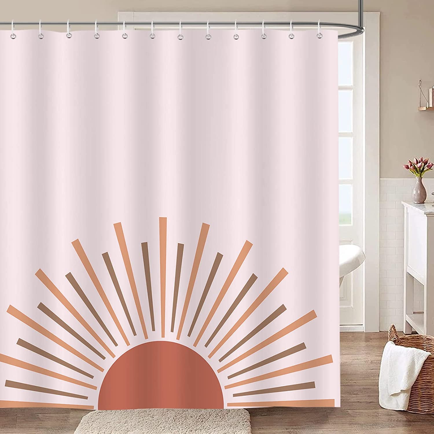 Boho Sun Shower Curtain 72 x 72 Inch Mid Century Modern Abstract ...