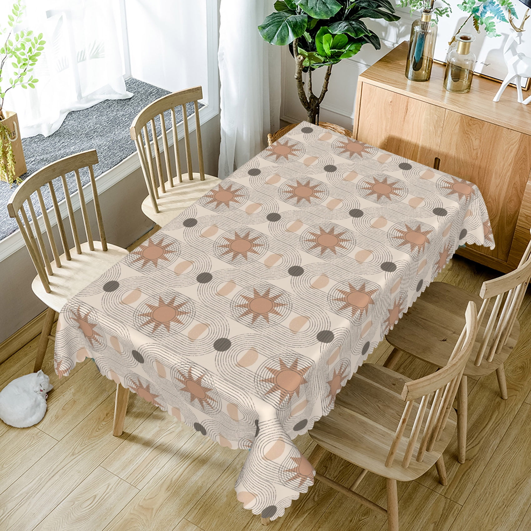 Boho Sun Tablecloth,Mid-Century Linen Table Cloth,Table Cover for ...