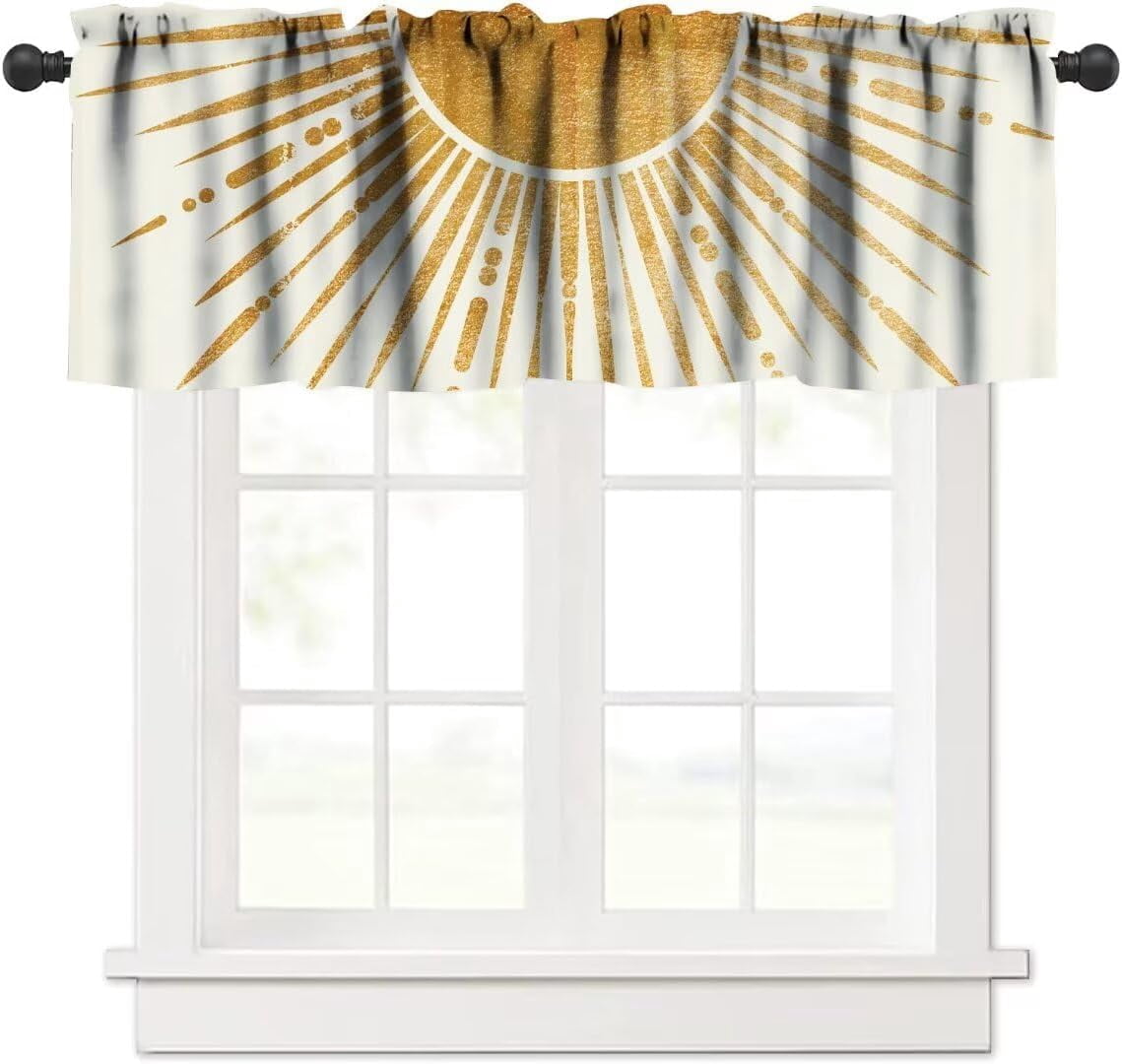 Boho Sun Valance Curtain, Mid Century Abstract Arch Modern Moon Phase ...
