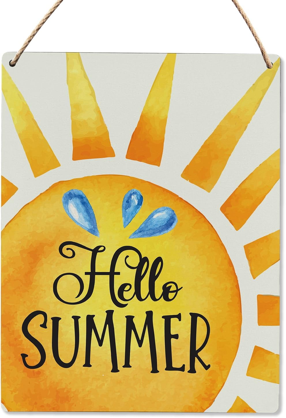 Boho Sun Wall Decor, Boho Watercolour Hello Summer Wood Hanging Sign ...