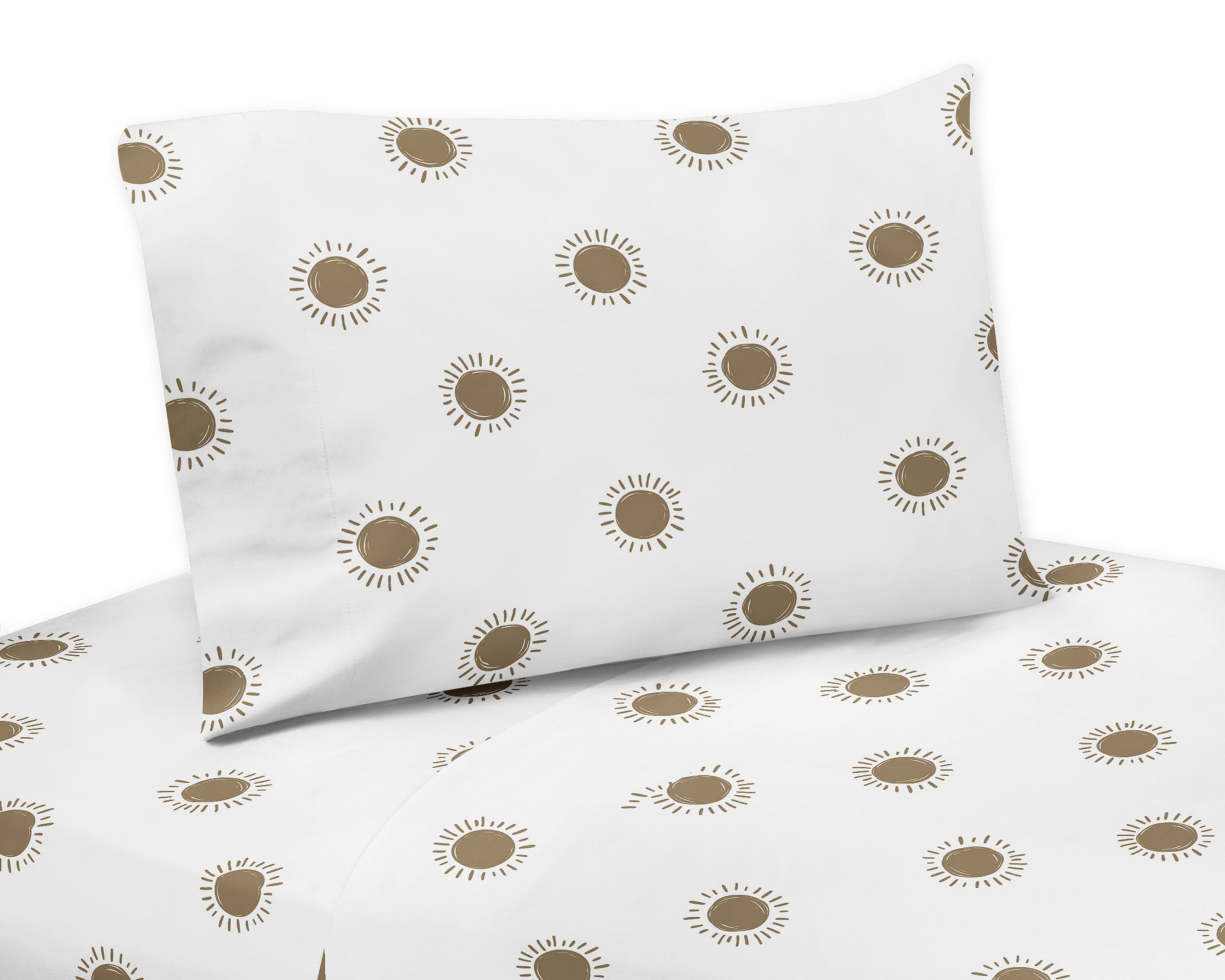 Boho Sun White and Cocoa Brown Twin Size Brushed Microfiber Sheet Set ...
