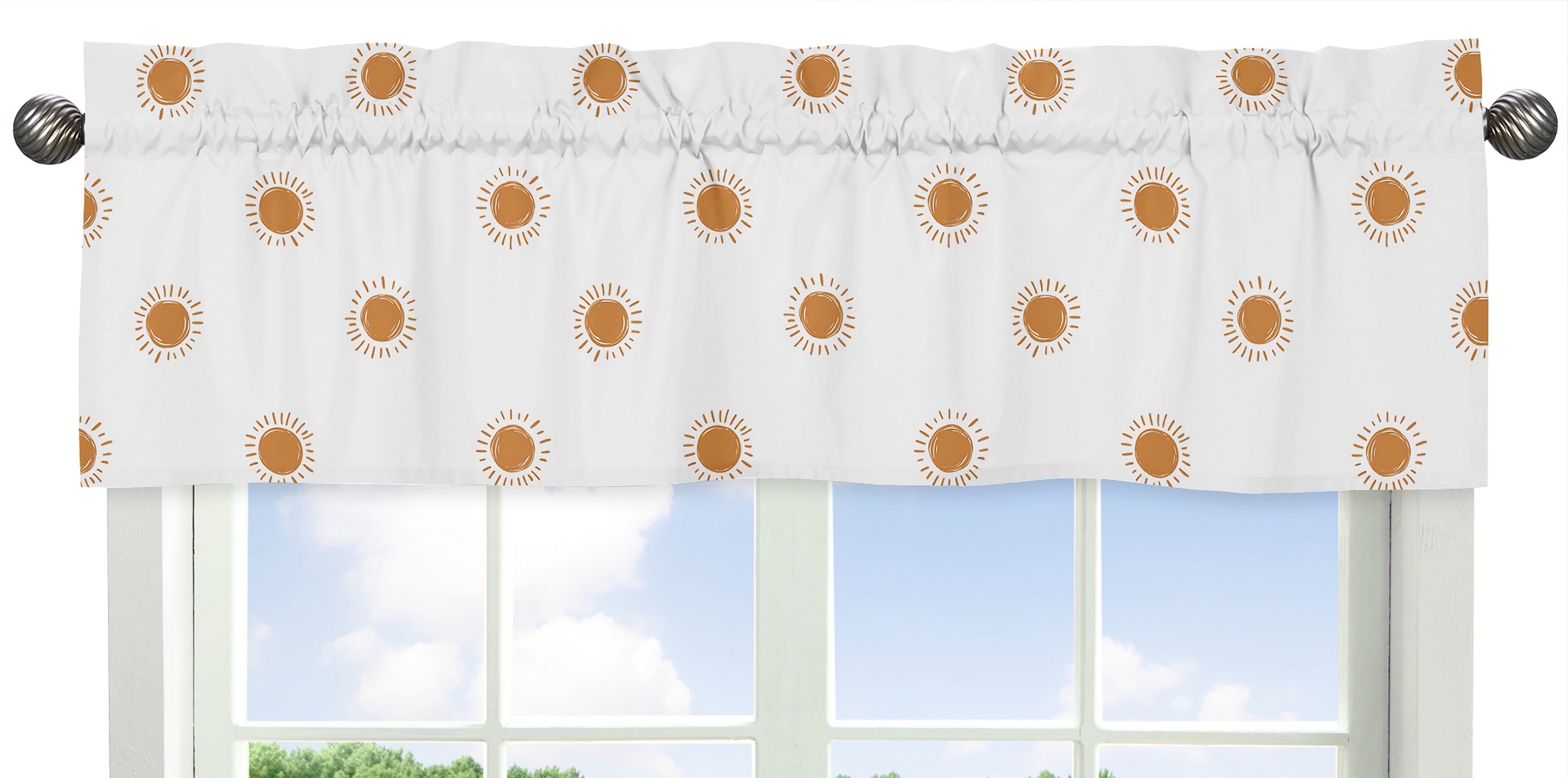 Boho Sun White and Pumpkin Semi-Sheer Window Valance by Sweet Jojo ...