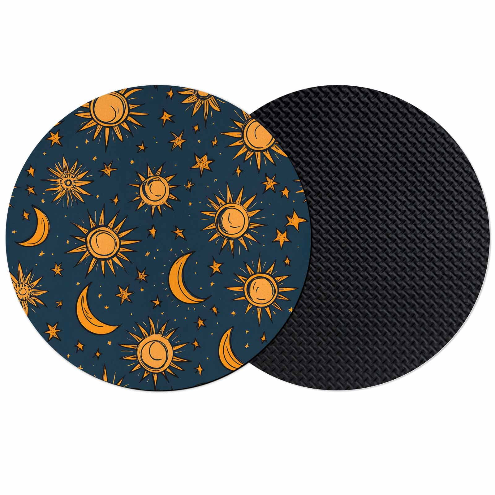 Boho Sun and Moon Coasters for Drinks,Absorbent Non Slip Rubber Drink ...