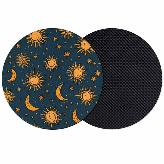 Boho Sun and Moon Coasters for Drinks,Absorbent Non Slip Rubber Drink ...